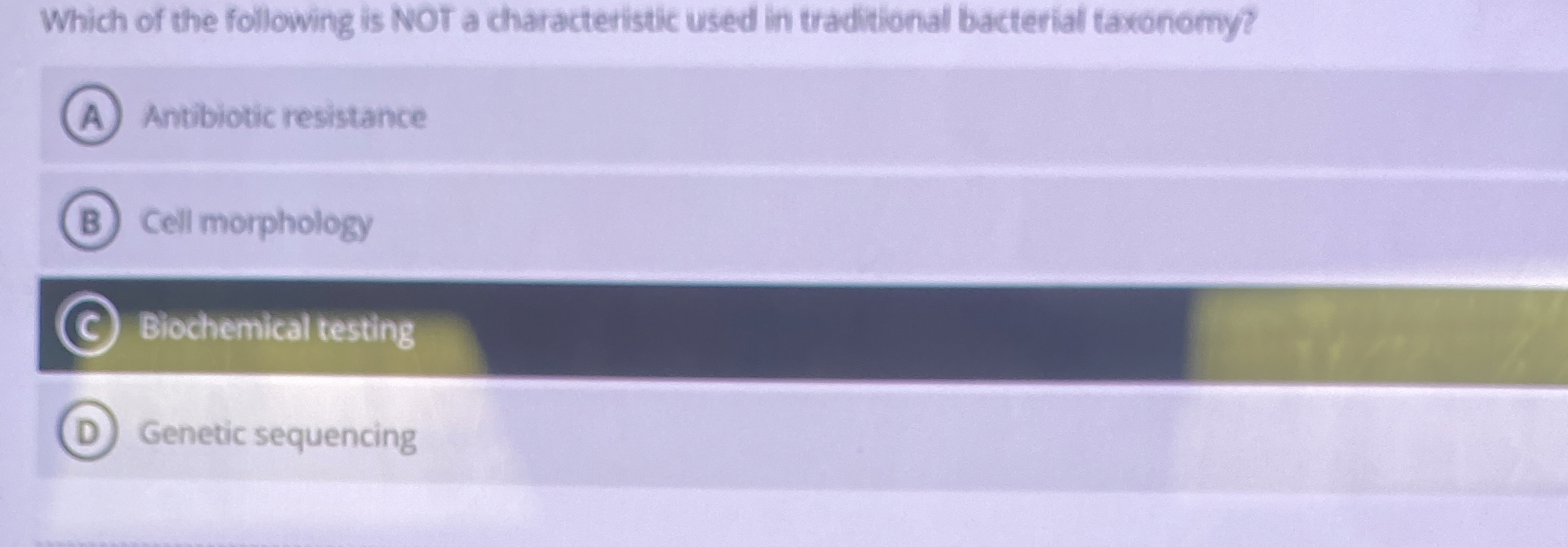 Solved Which of the following is NOT a characteristic used | Chegg.com