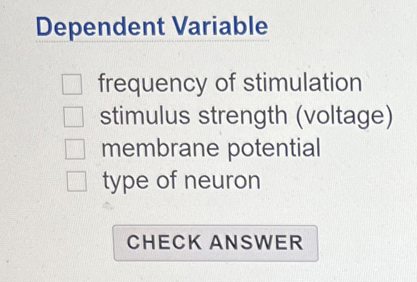 Solved Dependent Variablefrequency of stimulation stimulus | Chegg.com