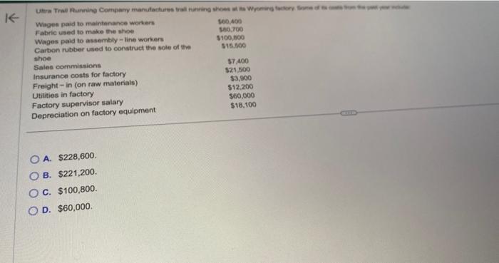 Solved A. $228,600. B. $221,200. C. $100,800. D. $60,000.A. | Chegg.com