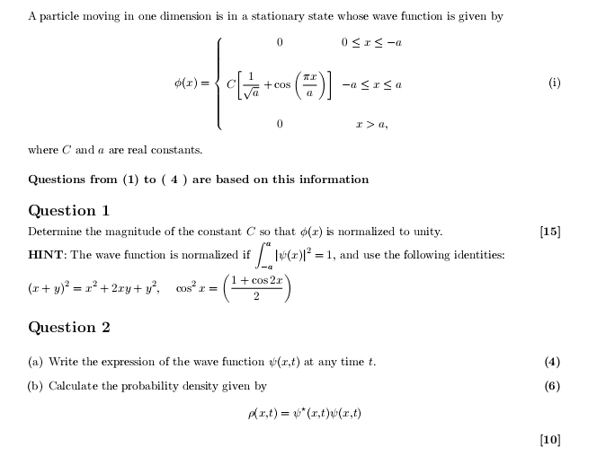 Solved A particle moving in one dimension is in a stationary | Chegg.com