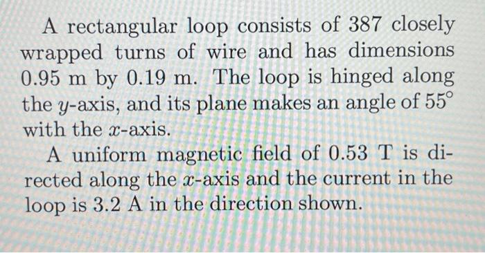 Solved A rectangular loop consists of 387 closely wrapped | Chegg.com