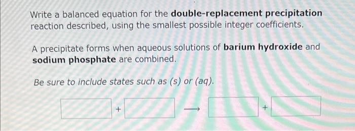 Solved Write a balanced equation for the double-replacement | Chegg.com