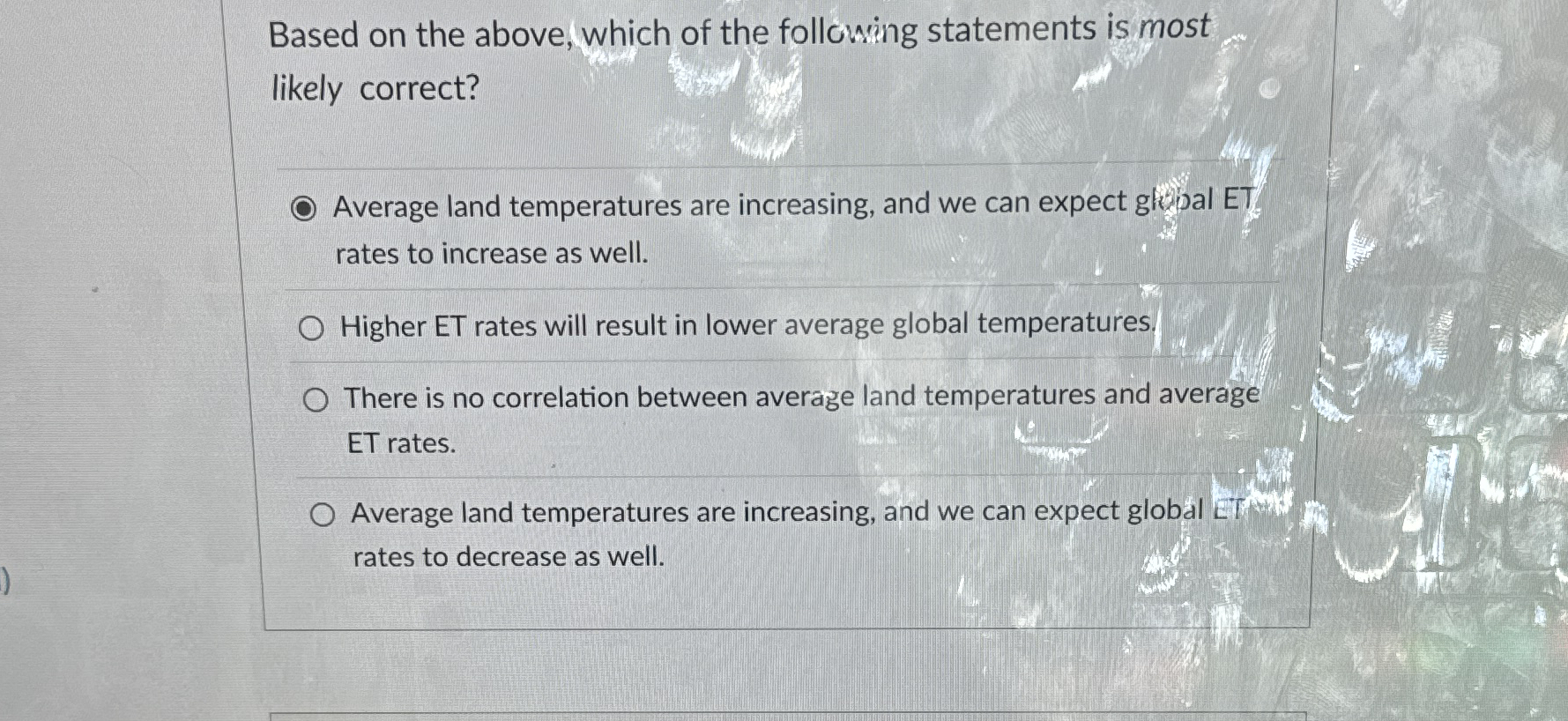 Solved Based on the above, which of the following statements | Chegg.com