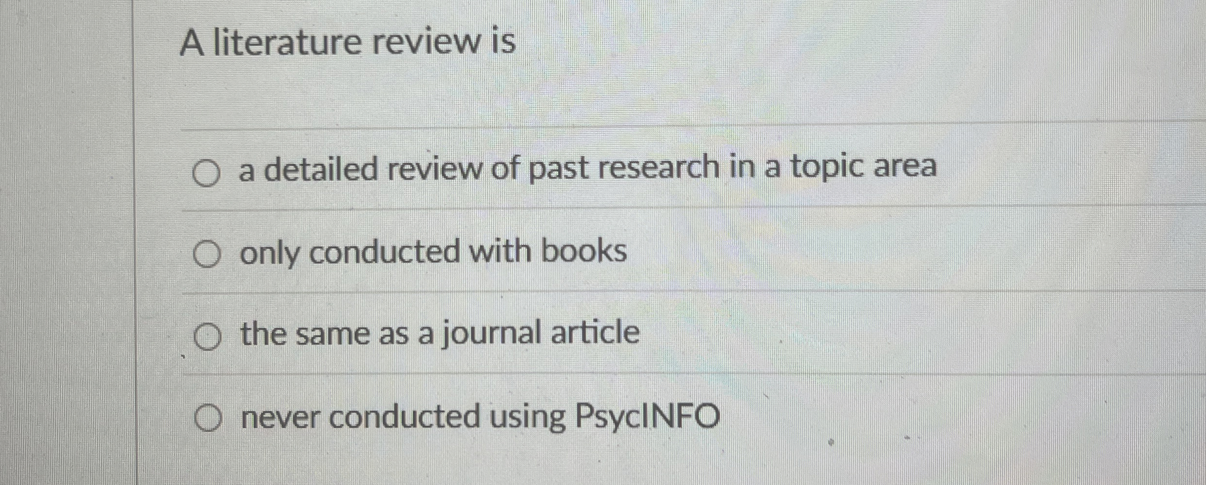 A literature review isa detailed review of past | Chegg.com