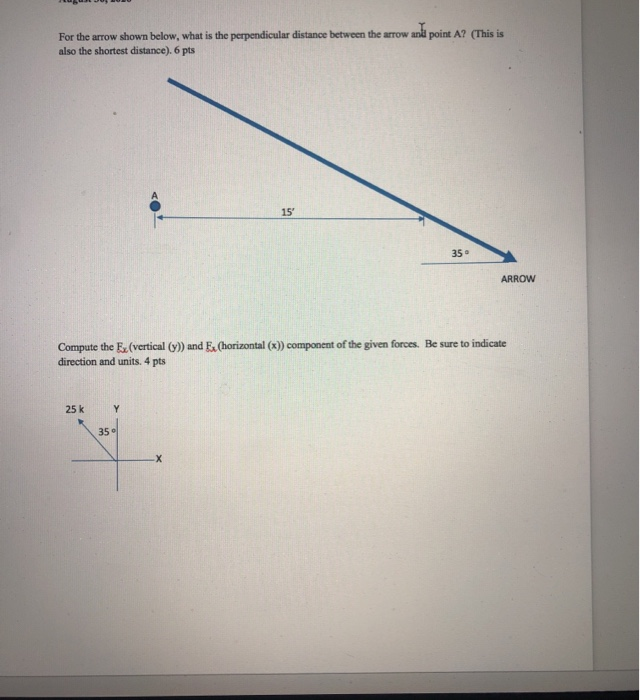 Solved For the arrow shown below, what is the perpendicular | Chegg.com