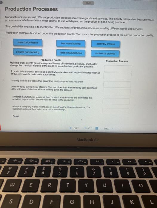 Solved Production Processes Manufacturers use several | Chegg.com