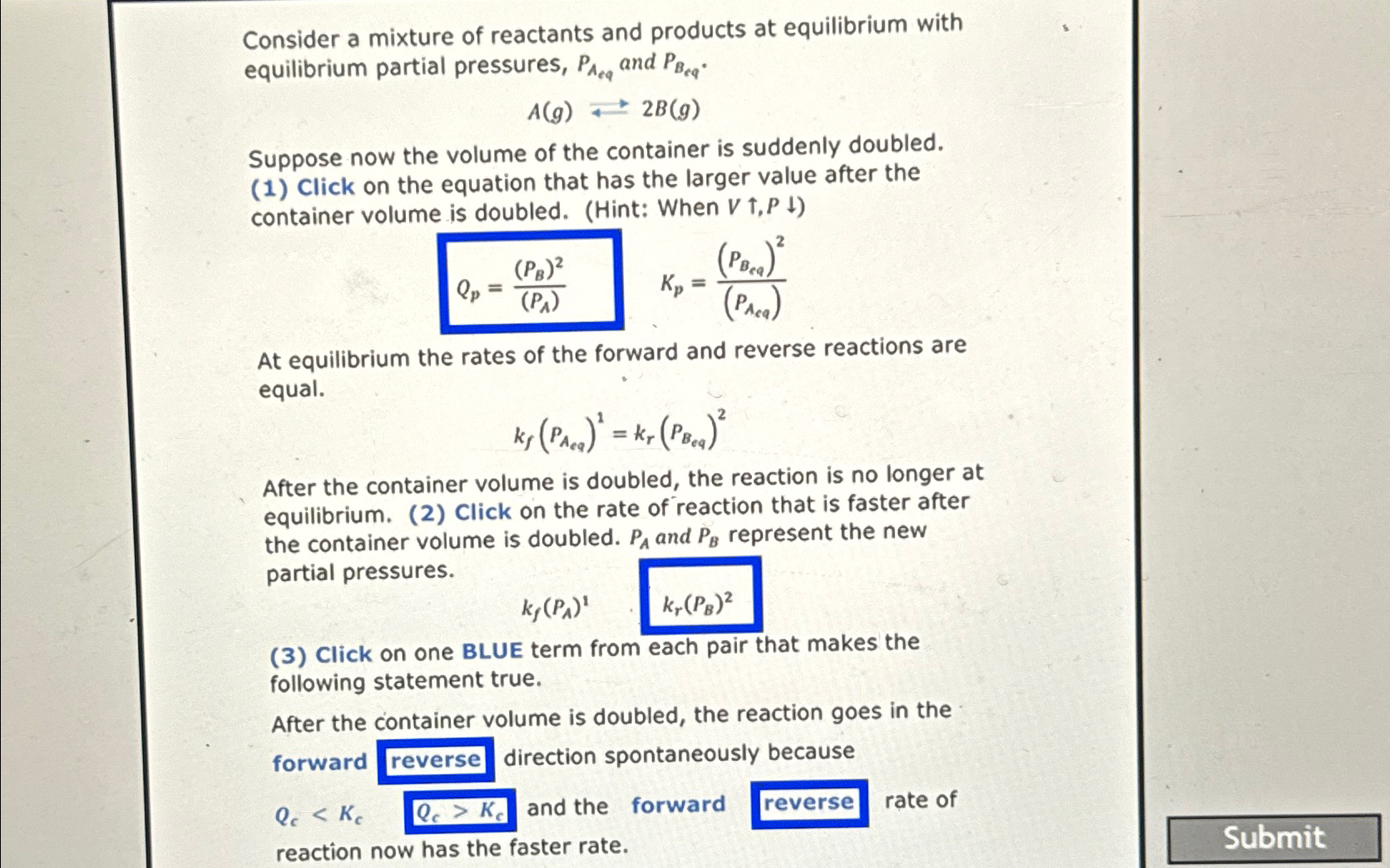 Consider a mixture of reactants and products at | Chegg.com