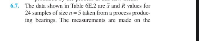 Solved 6.7. The data shown in Table 6E.2 are x and R values | Chegg.com