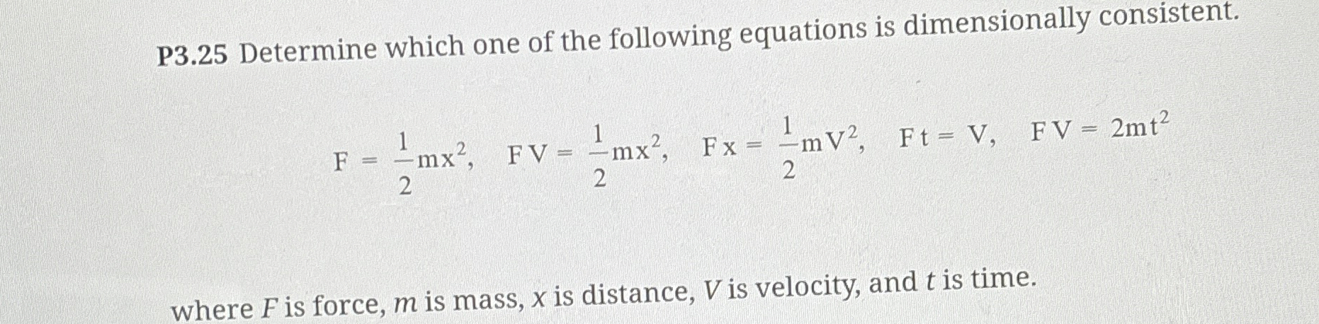 Solved P3.25 ﻿Determine which one of the following equations | Chegg.com
