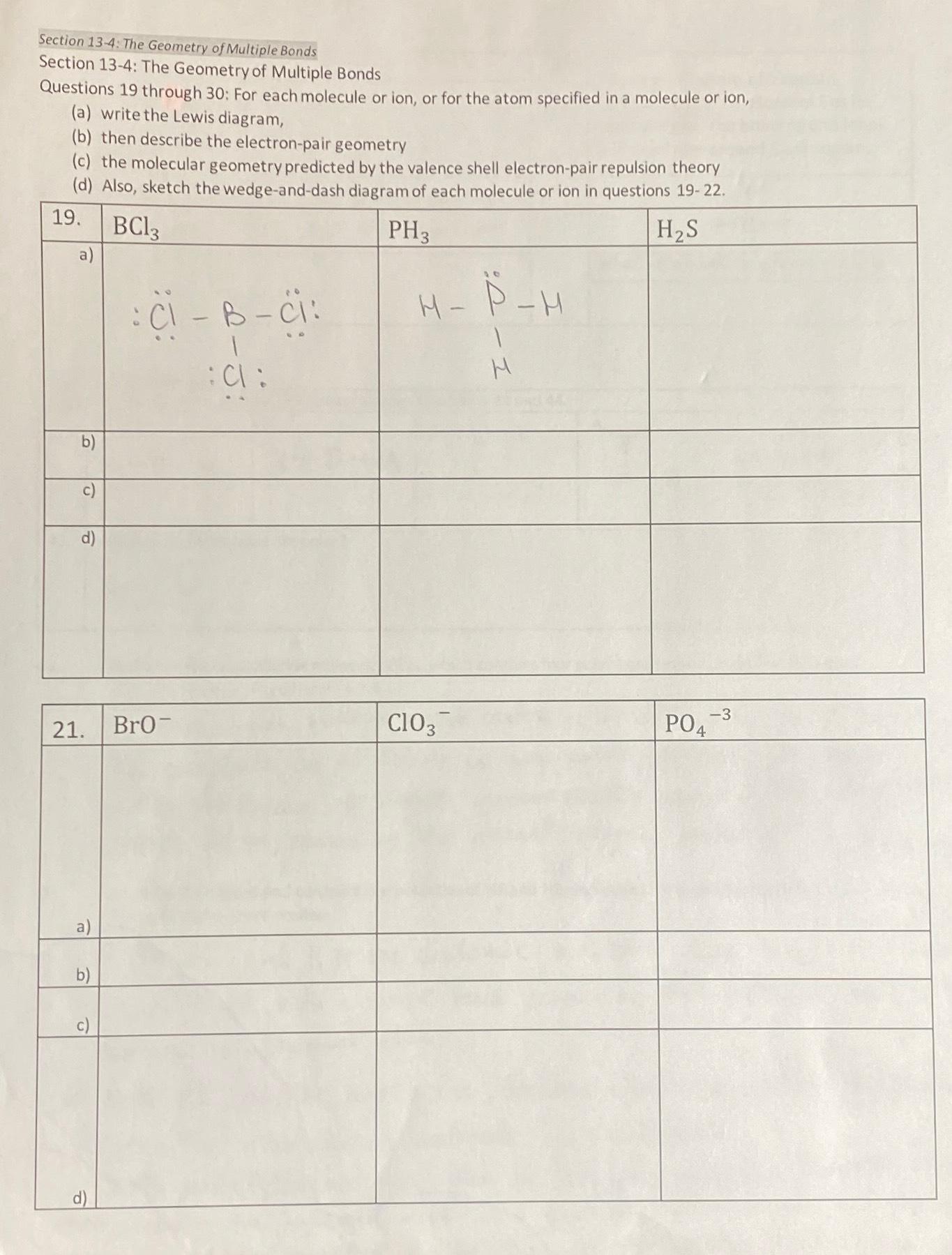 Solved Section 13-4: The Geometry of Multiple BondsSection | Chegg.com