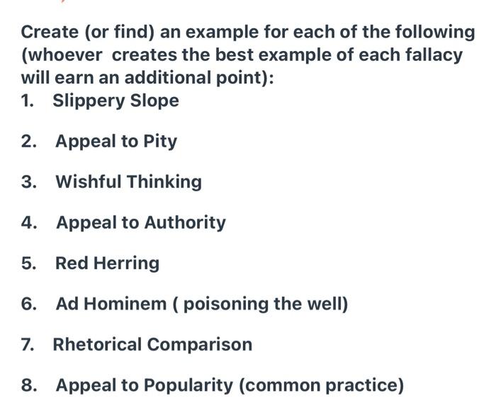 Solved Create (or find) an example for each of the following | Chegg.com