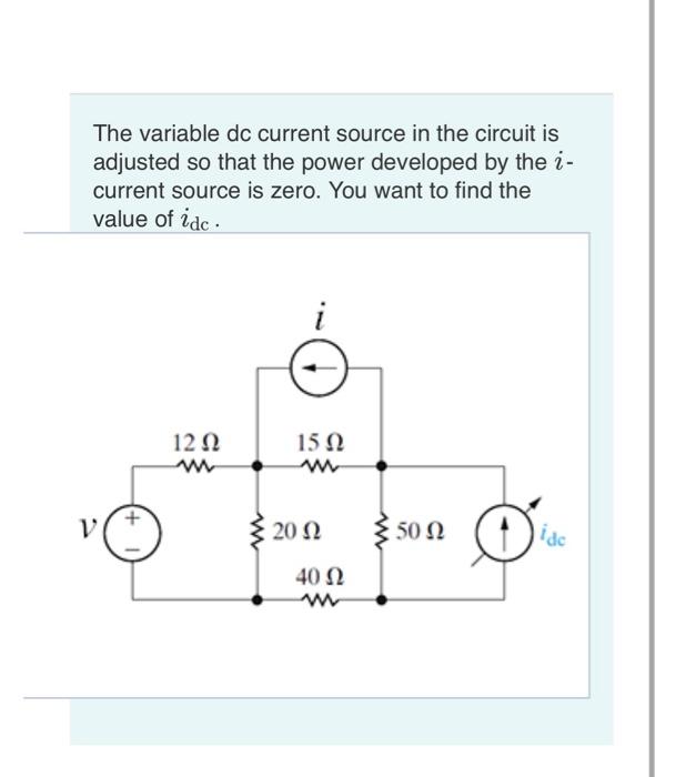 Solved The variable dc current source in the circuit is | Chegg.com