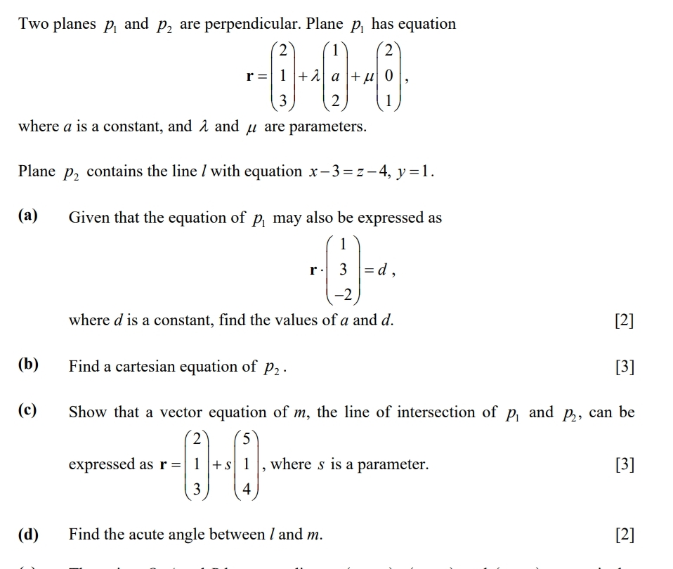 Solved Two planes p1 ﻿and p2 ﻿are perpendicular. Plane p1 | Chegg.com