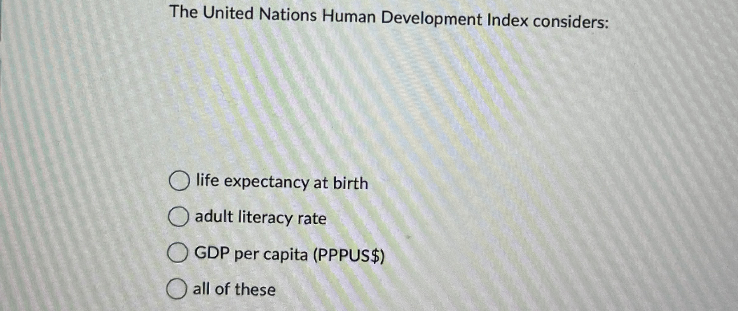 Solved The United Nations Human Development Index | Chegg.com
