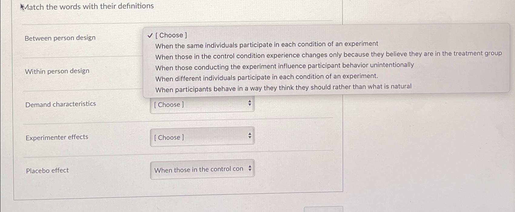 Solved Match the words with their definitionsBetween person | Chegg.com