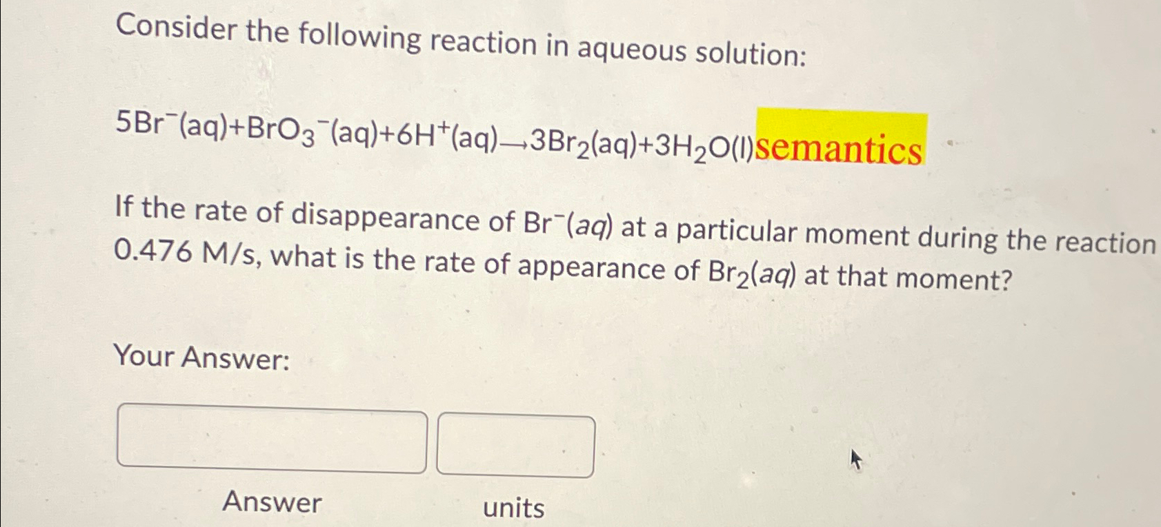 Solved Consider the following reaction in aqueous | Chegg.com