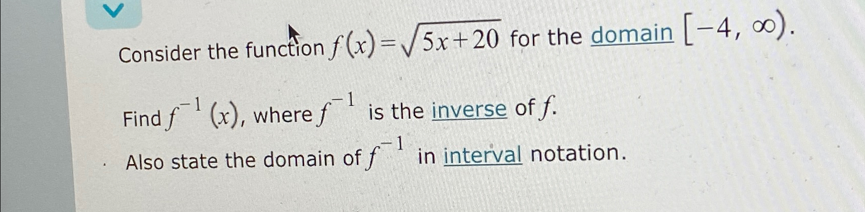 Solved Consider the function f(x)=5x+202 ﻿for the domain | Chegg.com