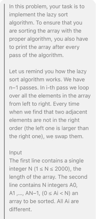 Solved In this problem, your task is to implement the lazy | Chegg.com