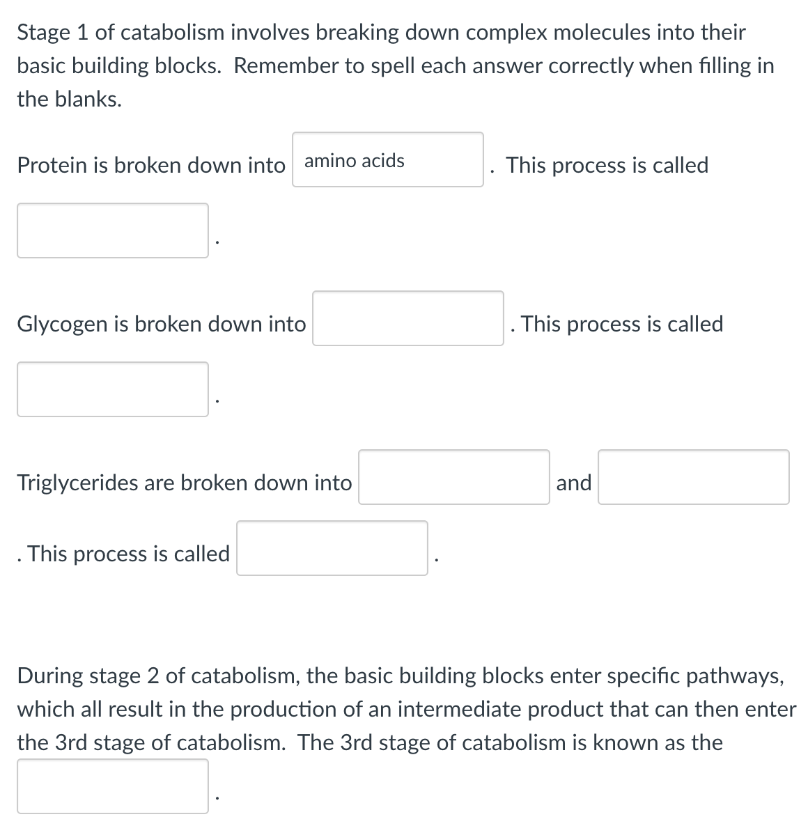 Solved During stage 2 ﻿of catabolism, the basic building | Chegg.com