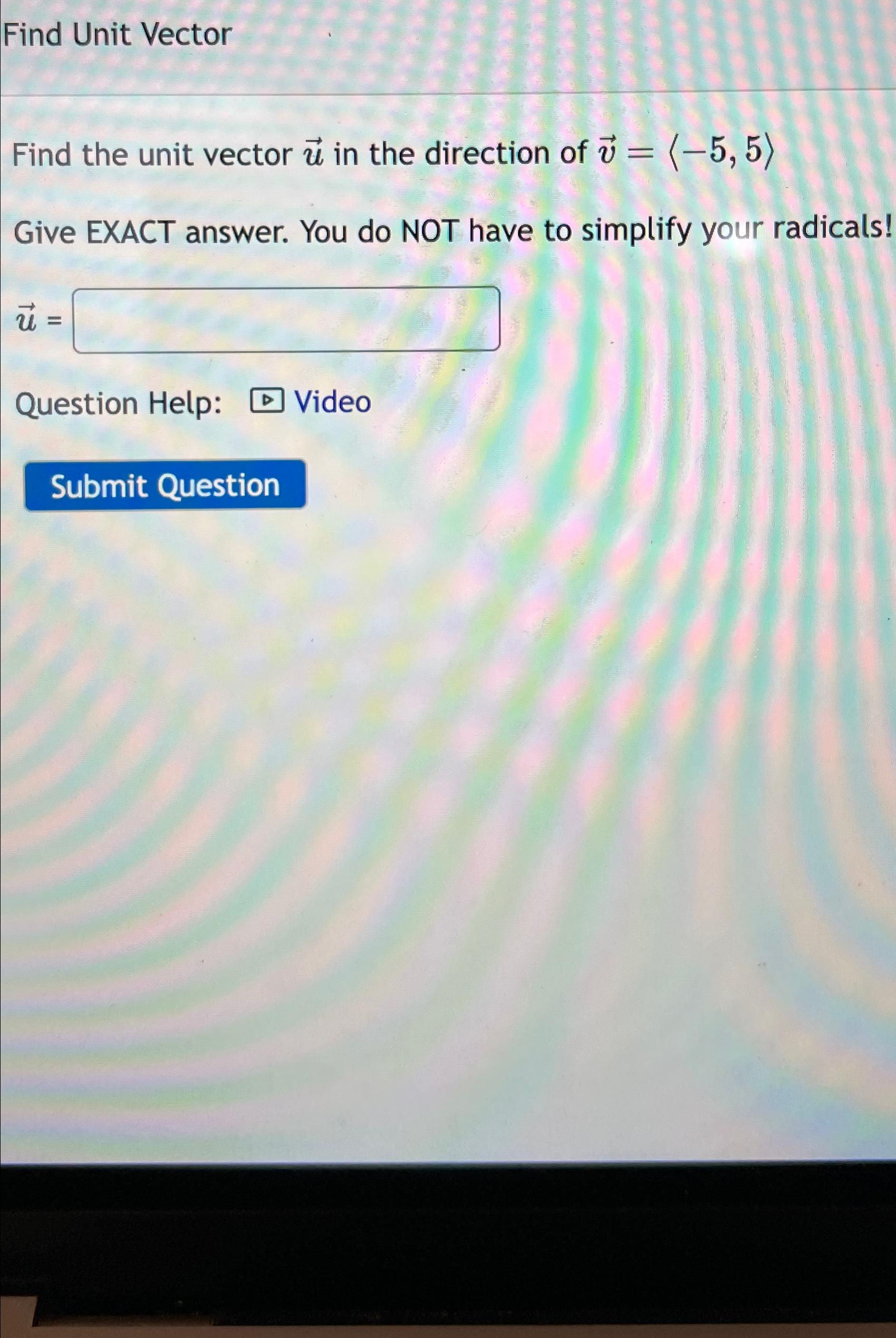 Solved Find Unit VectorFind the unit vector vec(u) ﻿in the | Chegg.com