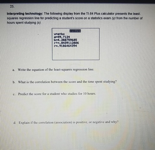 Solved Interpreting technology: The following display from | Chegg.com