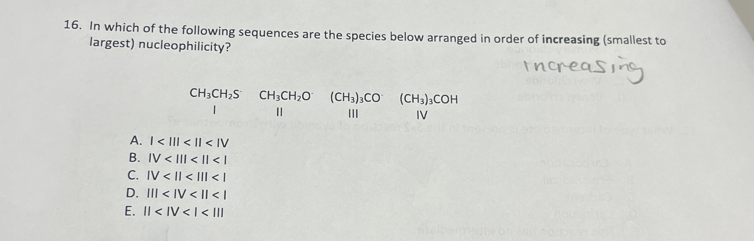 Solved In which of the following sequences are the species | Chegg.com