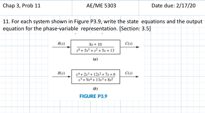 Solved Chap 3, Prob 11 AE/ME 5303 Date due: 2/17/20 11. For | Chegg.com