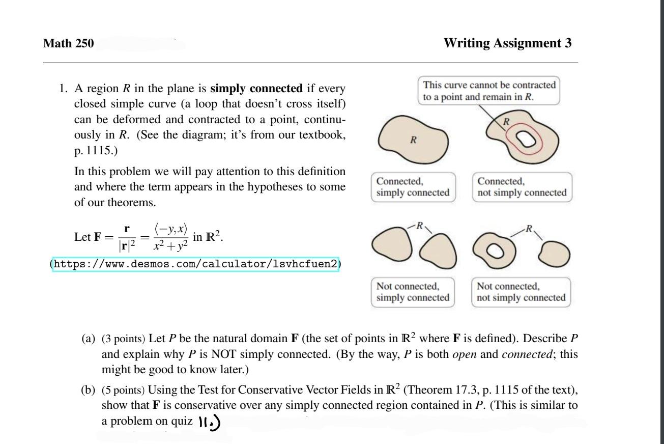 Solved Math 250 Writing Assignment 3 1. A region R in the | Chegg.com