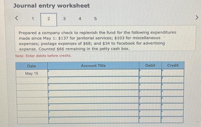 Solved Journal entry worksheet Prepared a company check to | Chegg.com