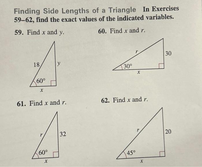 Solved Finding Side Lengths of a Triangle In Exercises | Chegg.com