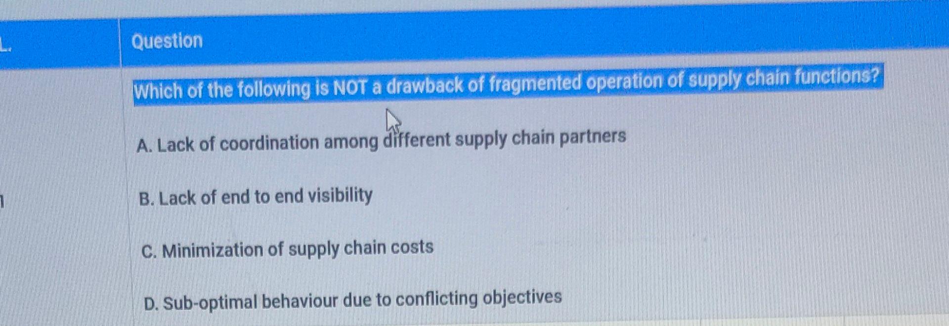 Solved Question Which of the following is NOT a drawback of | Chegg.com