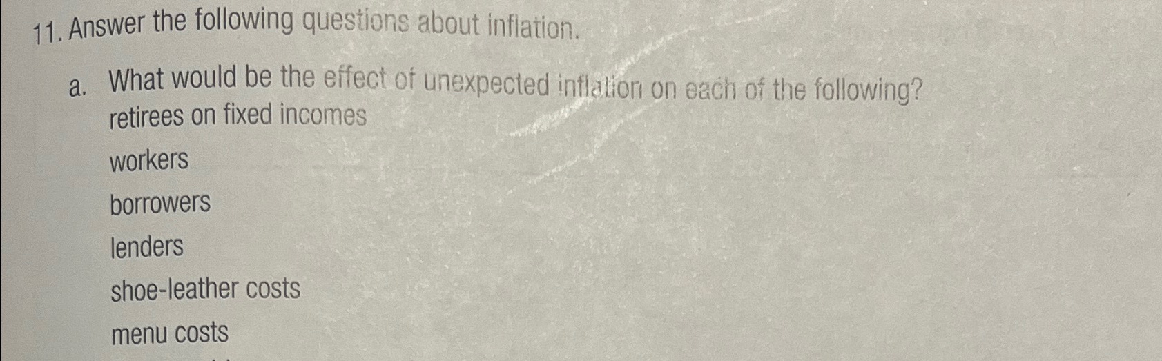 Solved Answer the following questions about inflation.a. | Chegg.com