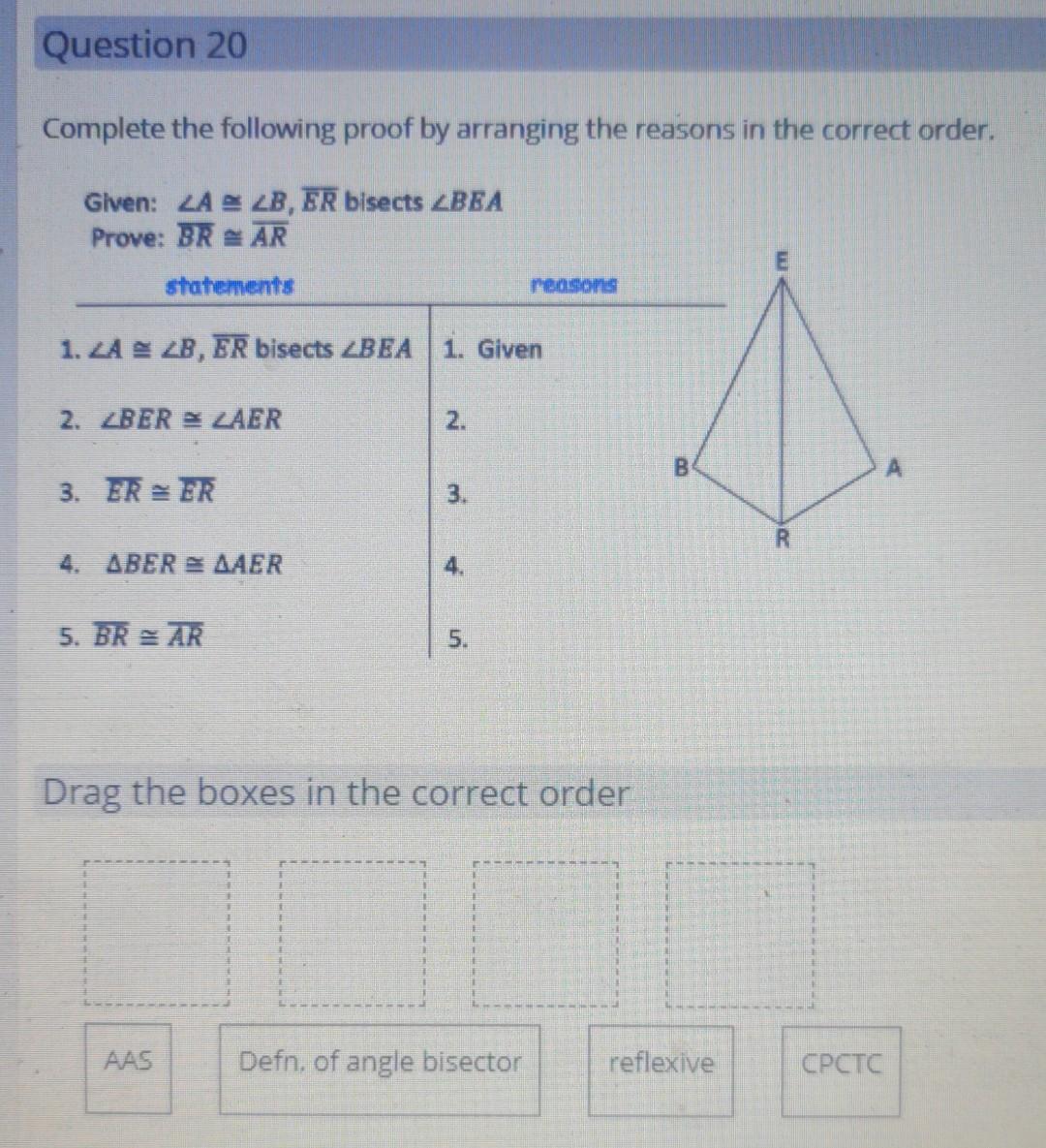 Solved Complete the following proof by arranging the reasons | Chegg.com