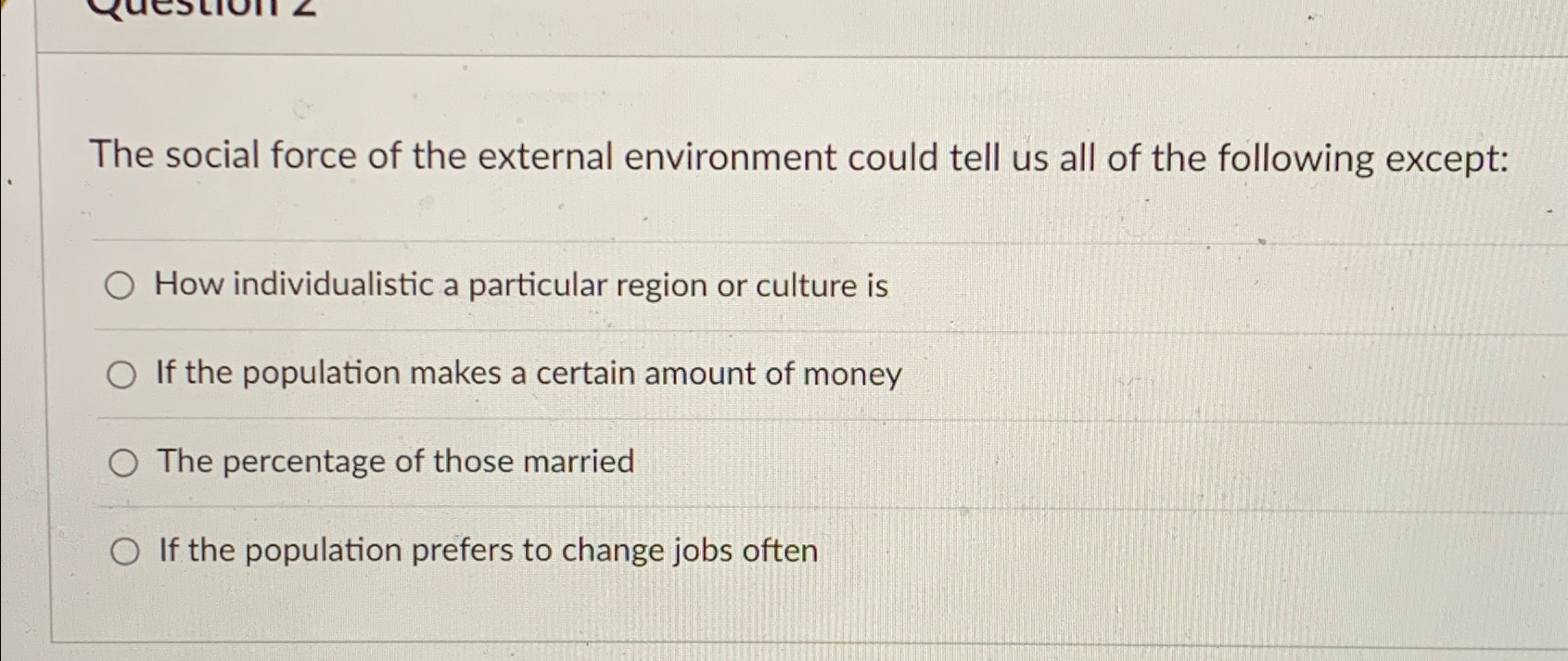Solved The social force of the external environment could | Chegg.com