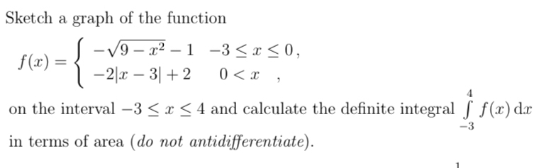Solved Sketch a graph of the function-3≤x≤4∫-34f(x)dx | Chegg.com