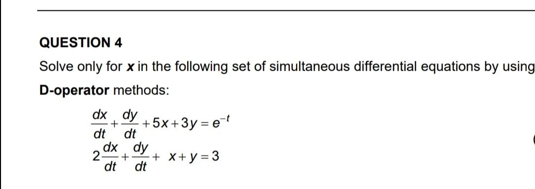 Solved Solve only for x in the following set of simultaneous | Chegg.com