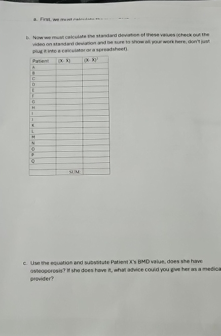 Solved b. ﻿Now we must calculate the standard deviation of | Chegg.com
