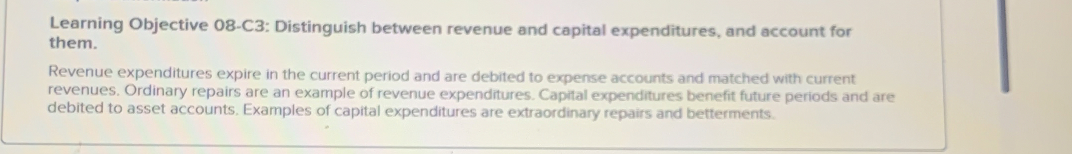 Solved Learning Objective 08-C3: Distinguish between revenue | Chegg.com Solved Learning Objective 08-C3: Distinguish between revenue | Chegg.com