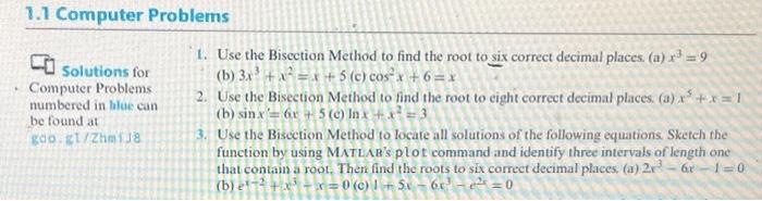 Solved 1.1 Computer Problems Solutions for Computer Problems | Chegg.com