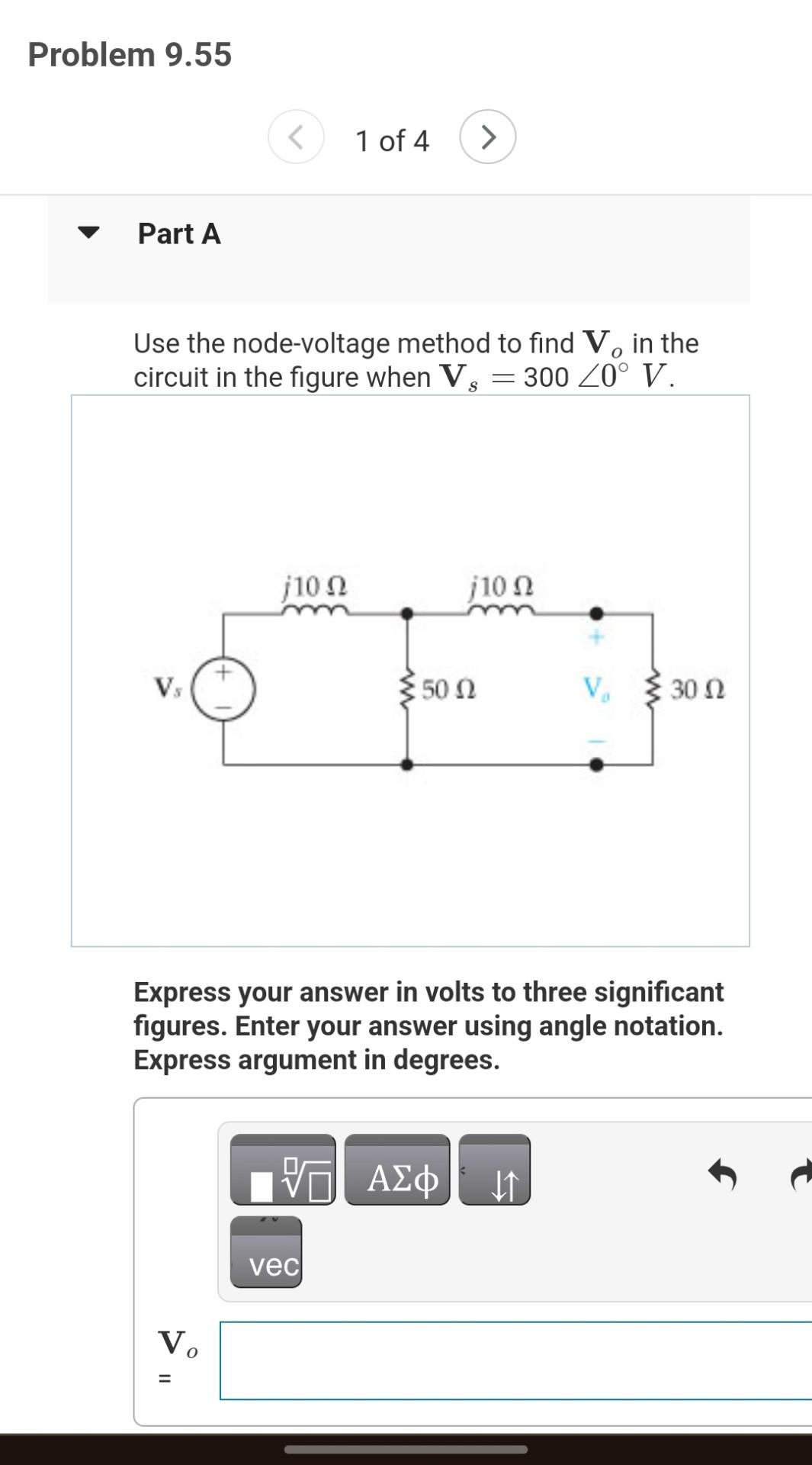 Solved 1 of 4 Part A Use the node-voltage method to find Vo | Chegg.com