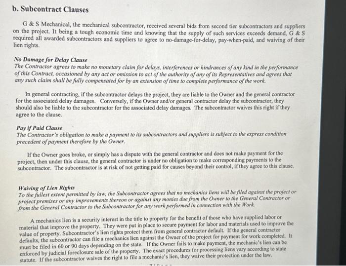 Solved G \& S Mechanical, the mechanical subcontractor, | Chegg.com