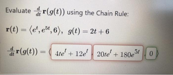 Solved Evaluate dtdr(g(t)) using the Chain Rule: | Chegg.com