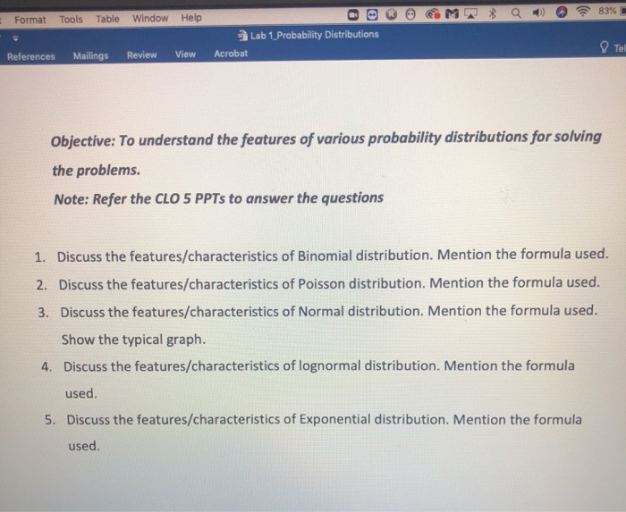 Solved Format Tools Table Window Help 83% OO @ RMW Q Lab | Chegg.com