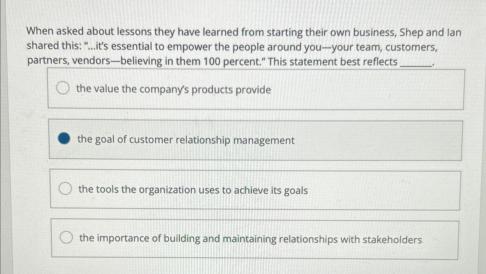 Solved When asked about lessons they have learned from | Chegg.com