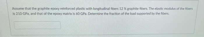 Solved Assume that the graphite epoxy reinforced plastic | Chegg.com