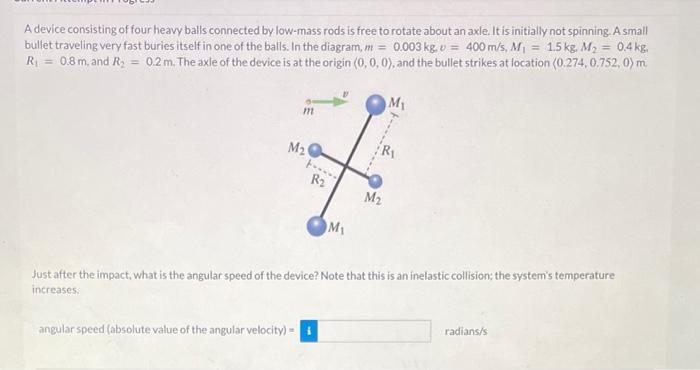 A device consisting of four heavy balls connected by | Chegg.com