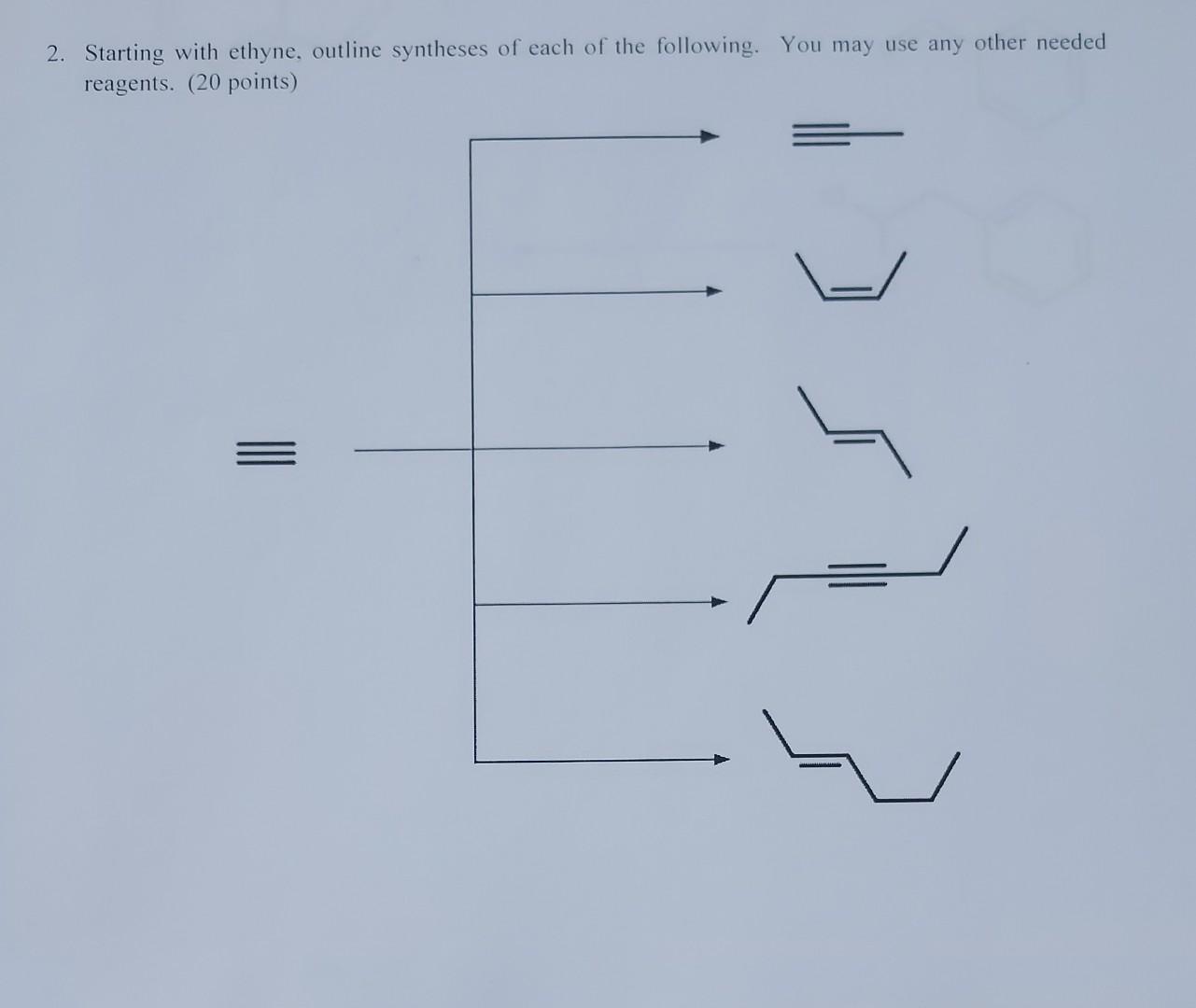 Solved 2. Starting with ethyne, outline syntheses of each of | Chegg.com