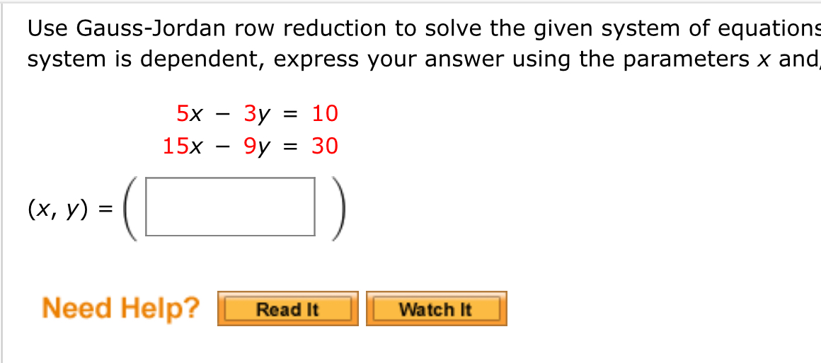 Solved Use Gauss-Jordan row reduction to solve the given | Chegg.com