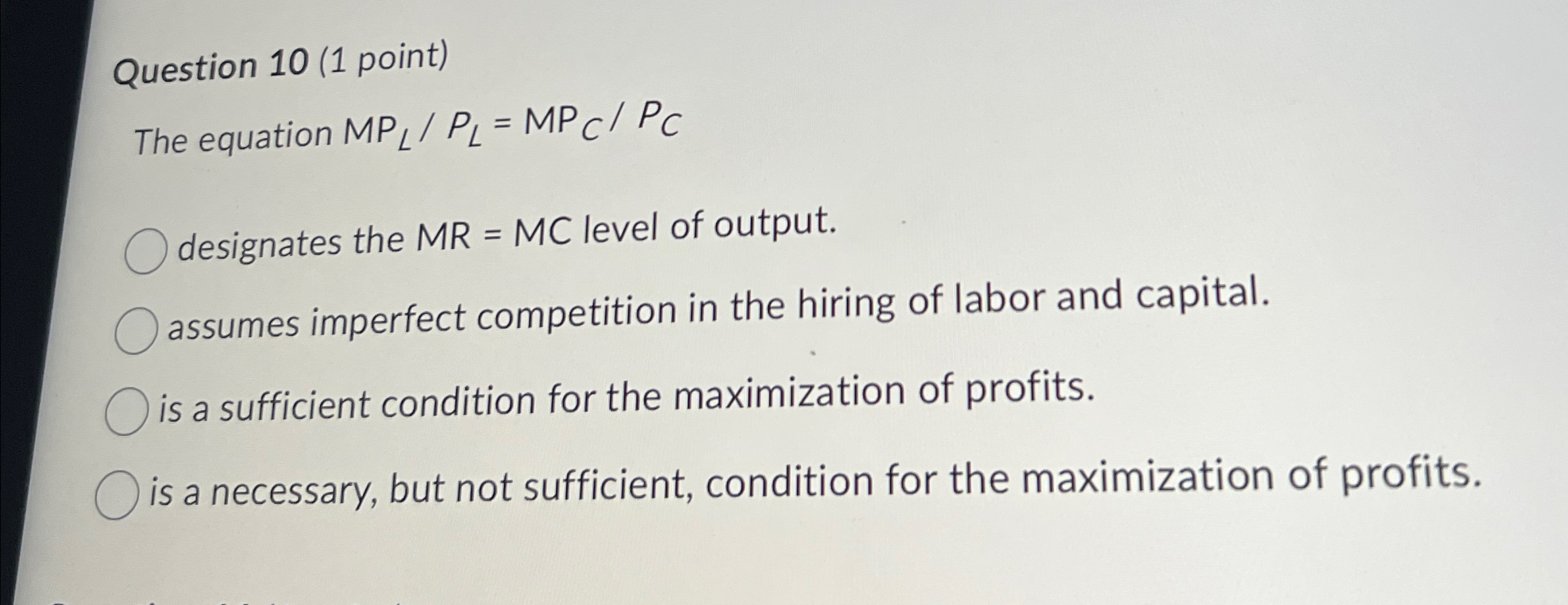 Solved Question 10 (1 ﻿point)The equation | Chegg.com