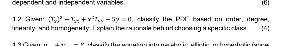 Solved dependent and independent variables.(6)1.2 ﻿Given: | Chegg.com